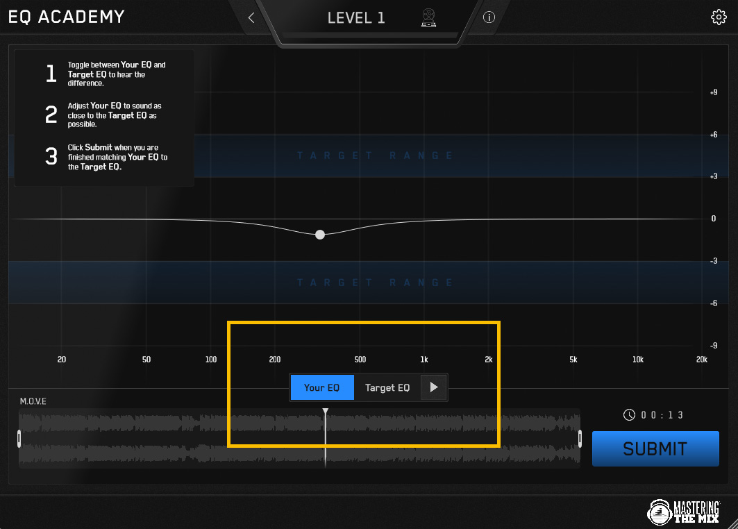 【無料】Mastering The Mix「EQ ACADEMY」100個の問題をこなすことでイコライジングスキルを向上するトレーニングツール | DAWHACK